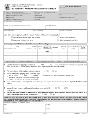 Fillable Online dss mo MO HealthNet Application/Eligibility Statement ...