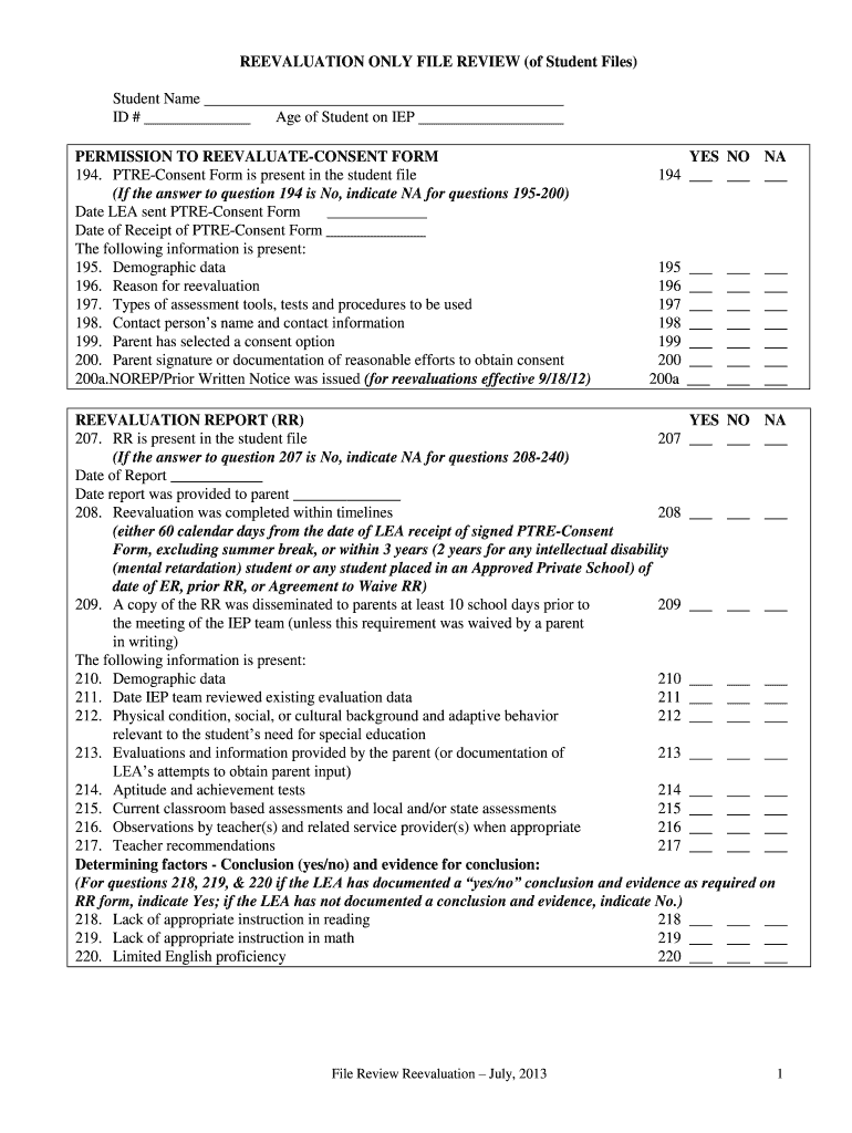 Fillable Online Reevaluation Only File Review.pdf Fax Email Print - pdfFiller
