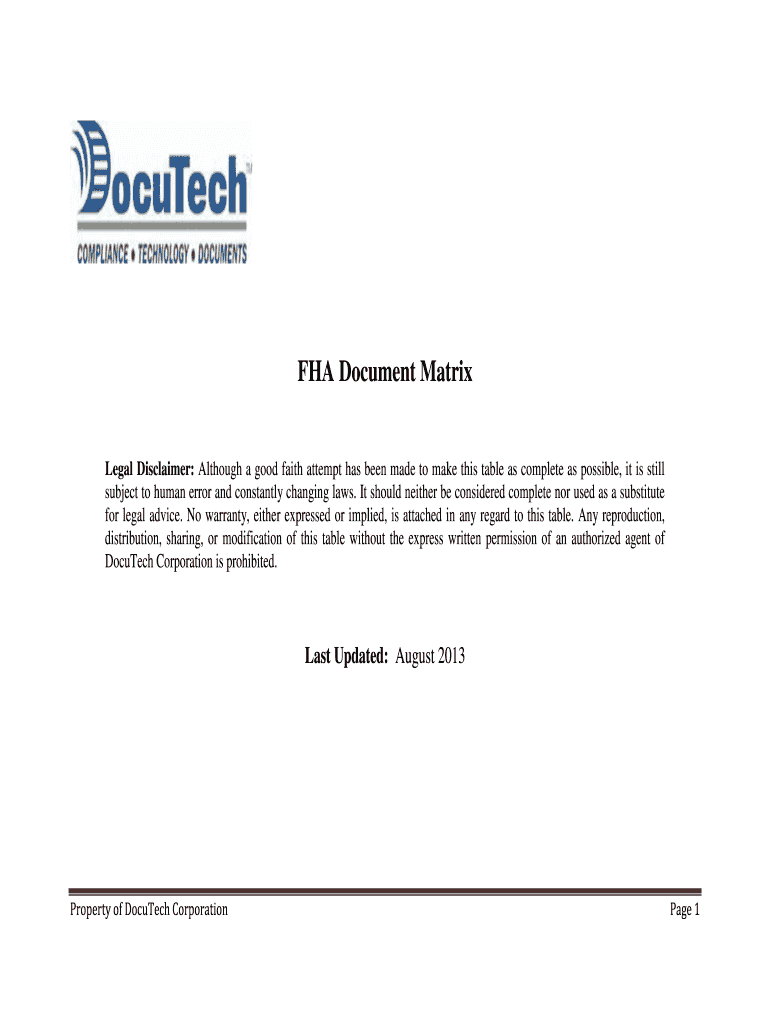 Fillable Online FHA Document Matrix Fax Email Print - pdfFiller