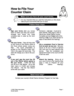 Fillable Online How to File Your Counter Claim - I-CAN! E-File Fax ...