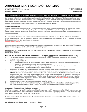 Fillable Online arsbn arkansas FBI and ARKANSAS CRIMINAL BACKGROUND ...