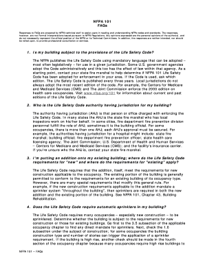 Fillable Online nfpa NFPA 101 FAQs - National Fire Protection ...