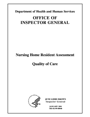 Fillable Online oig hhs Nursing Home Resident Assessment: Quality of Care - Office of ... Fax ...