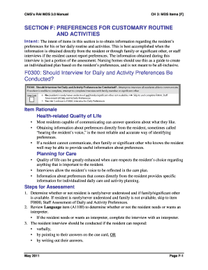 Fillable Online aanac MDS 3.0 Chapter 3 - Section F V1.05 May 2011 ...
