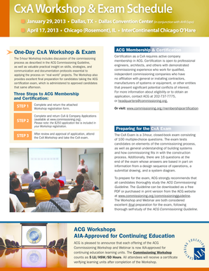 Fillable Online commissioning CxA Workshop & Exam Schedule ...