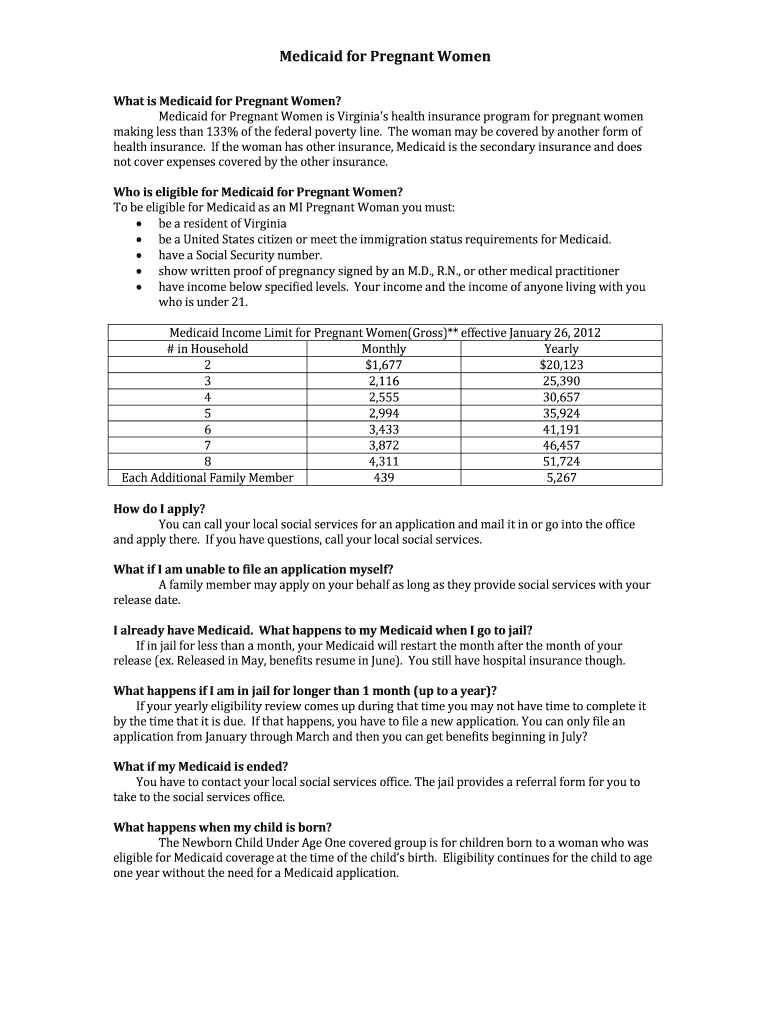 Fillable Online wm Medicaid for Pregnant Women - wm Fax Email Print - pdfFiller