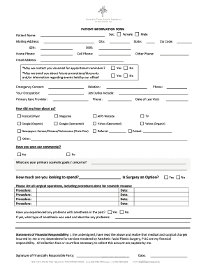 Fillable Online Patient Consultation Form - Aesthetic Facial Plastic ...