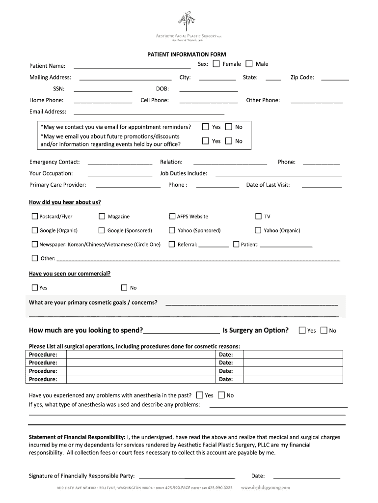 Fillable Online Patient Consultation Form - Aesthetic Facial Plastic ...