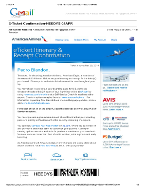 Fillable Online Gmail - E-Ticket Confirmation-HEEDYS 04APR Fax Email Print - pdfFiller