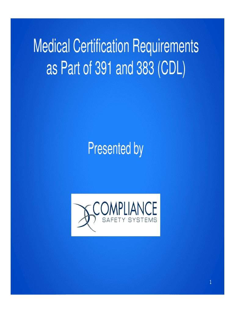 Fillable Online trucking Medical Certification Requirements as Part of ...
