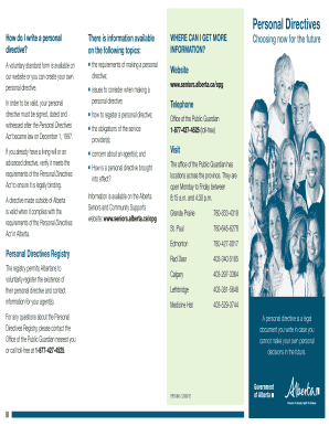 Fillable Online Choosing Now for the Future: Personal Directives ...