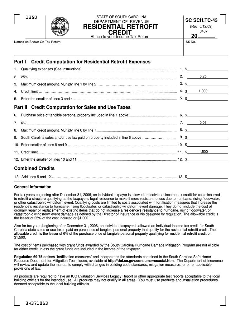 Fillable Online sctax sc form tc 43 Fax Email Print - pdfFiller