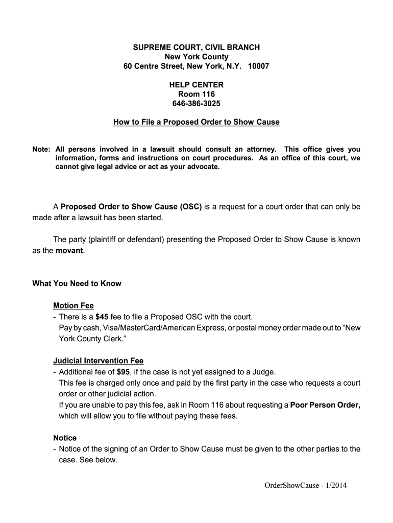 Fillable Online nycourts Filing an Order to Show Cause - nycourts Fax Email Print - pdfFiller