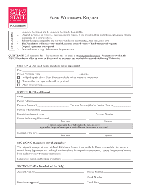Fillable Online wssu Foundation Fund Withdrawal Fax Email Print - pdfFiller