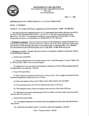 Fillable Online U.S. Civilian Performance Appraisals and Awards ...