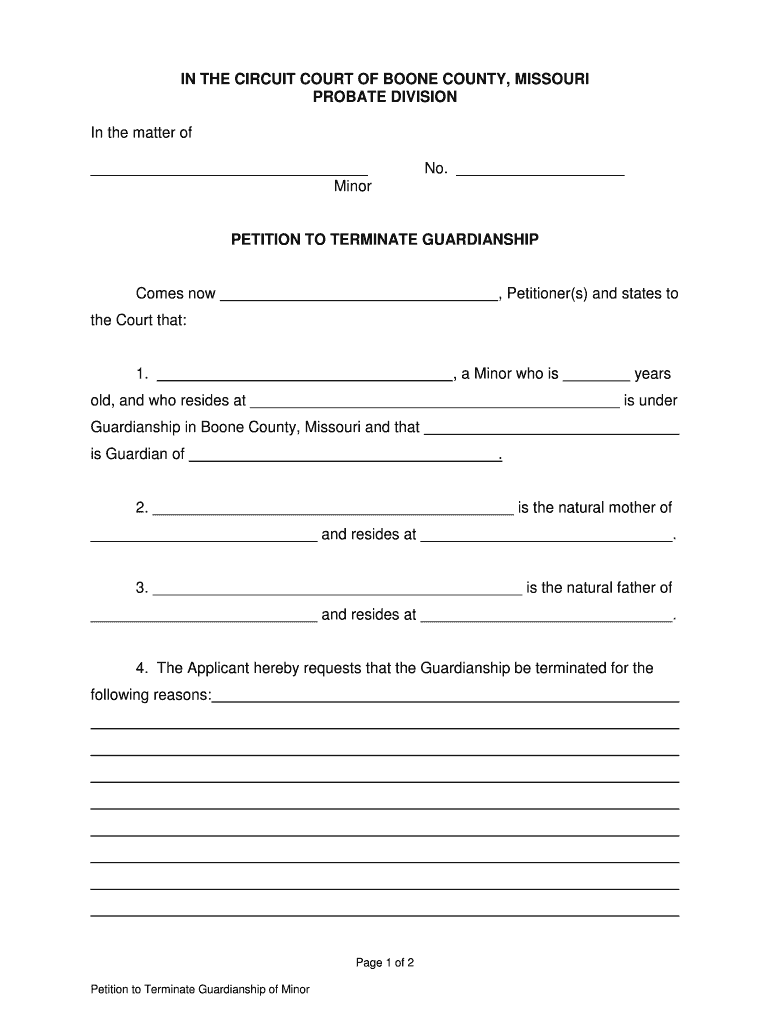 Termination Of Guardianship Forms Missouri Fill Online Printable 