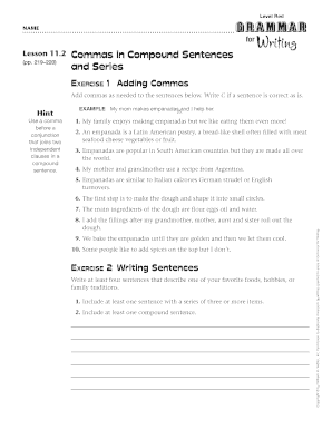 Fillable Online Commas in Compound Sentences Fax Email Print - pdfFiller