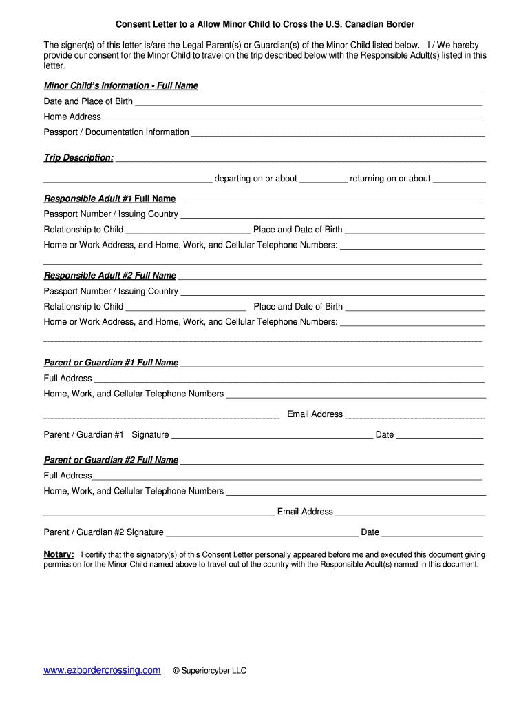Cbp Parental Consent Letter Fill And Sign Printable Template Online 