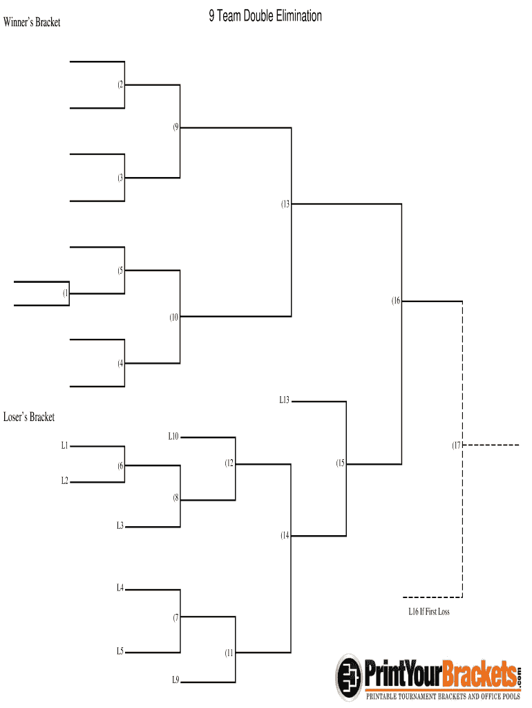 Print Your Brackets 9 Team Double Elimination Fill And Sign Printable 