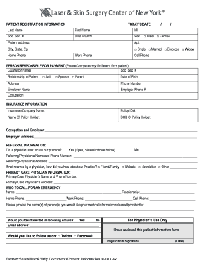 Fillable Online Patient Information 061313 Fax Email Print - pdfFiller