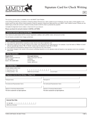 Fillable Online Signature Card for Check Writing (PDF) - MMDT Fax Email ...