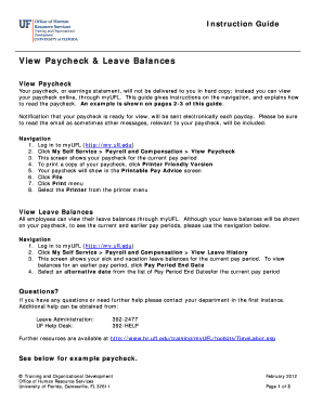 Fillable Online hr ufl View Paycheck and Leave Balances - Human ...