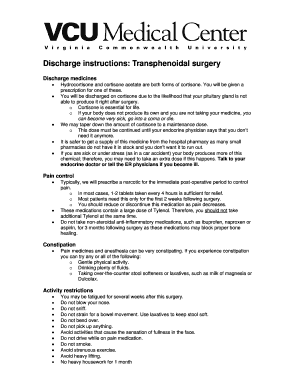 Fillable Online Discharge instructions: Transphenoidal surgery Fax ...