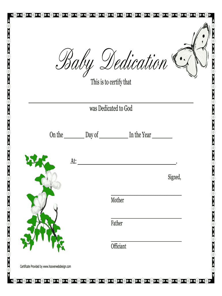 Baby Dedication Certificate Fill Online Printable Fillable Blank 