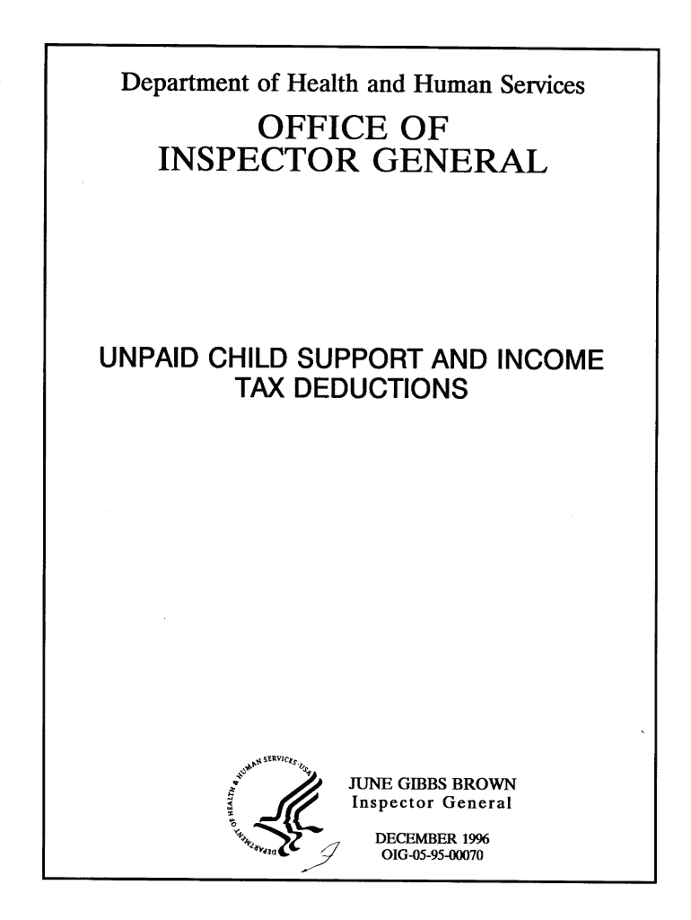 Fillable Online oig hhs Unpaid Child Support and Income Tax Deductions - Office of ... Fax Email ...