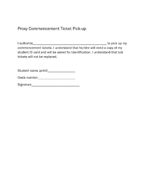 Fillable Online Proxy Commencement Ticket Pick-up - Students Fax Email ...