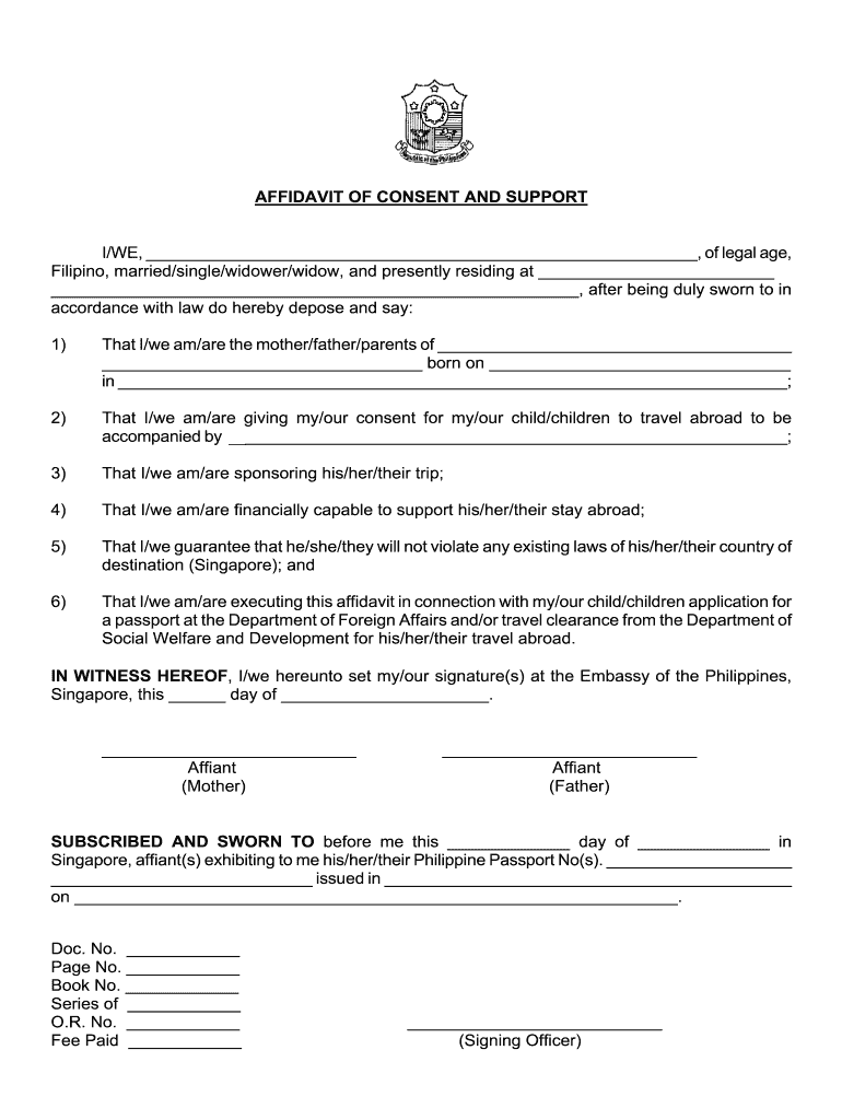Affidavit Of Consent Fill Online Printable Fillable Blank PdfFiller