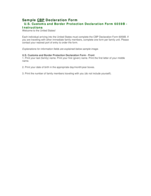 Fillable Online wtamu Sample U.S. Customs Declaration Form 6059B ...