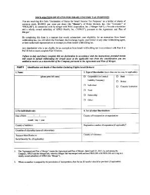 Fillable Online DECLARATION OF STATUS FOR ISRAELI INCOME ... - Amstock ...