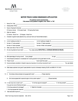 Fillable Online Motor Truck Cargo Insurance Application 03.20.13.doc ...