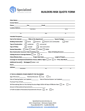 Fillable Online Builder's risk coverage form - Equestrian Insurance ...