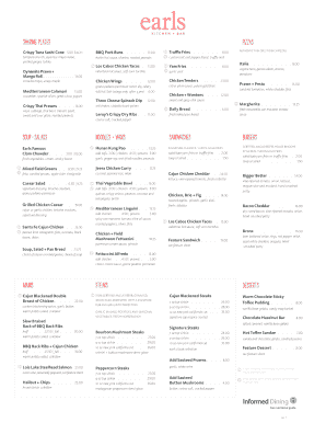 Earls Nutritional Information - Fill Online, Printable, Fillable, Blank ...