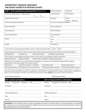 Fillable Online ouhsd k12 ca Standardized Interdistrict Application w ...