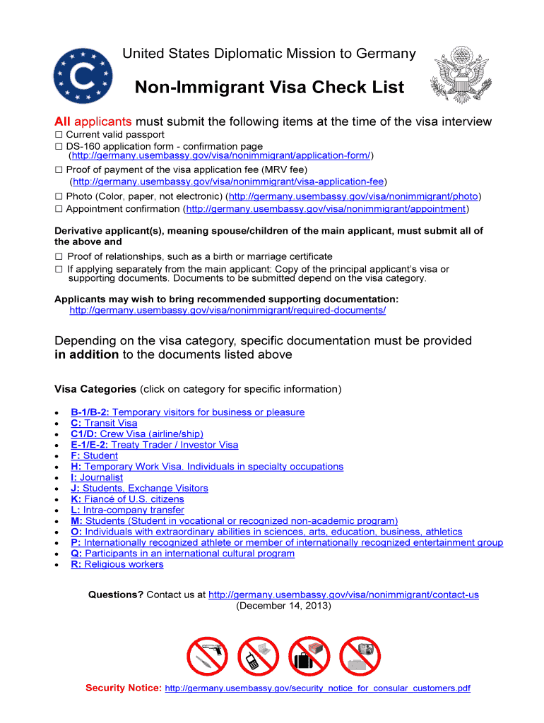 Fillable Online photos state Non-Immigrant Visa Check List - photos ...