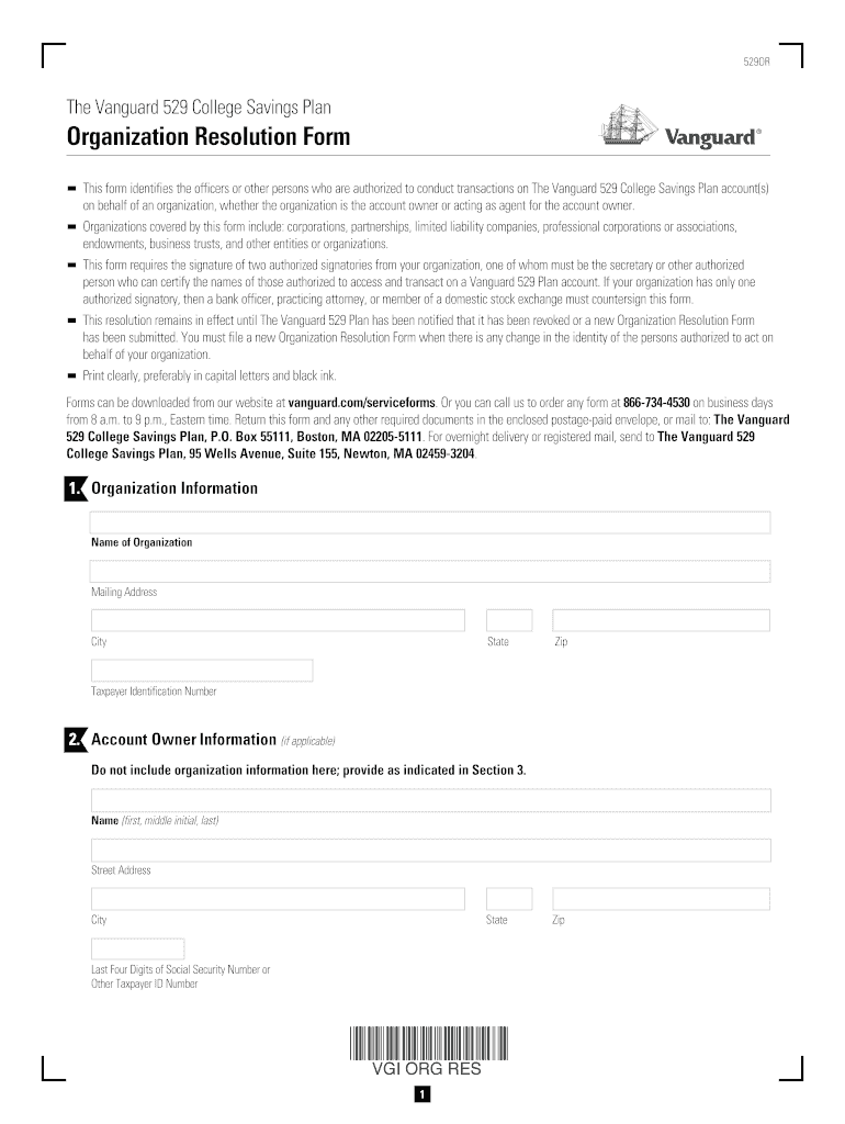 Fillable Online The Vanguard 529 College Savings Plan Fax Email Print ...