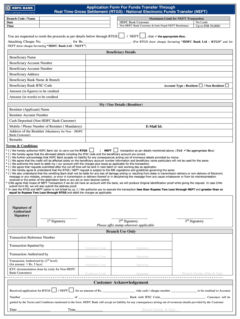 Hdfc Rtgs Form Fill Online Printable Fillable Blank PdfFiller Hdfc Rtgs Form Fill Online Printable Fillable Blank PdfFiller