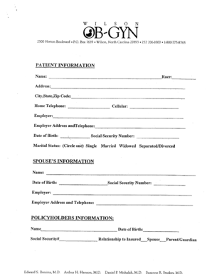 Fillable Online New GYN Patient Forms - Wilson OB-GYN Fax Email Print - pdfFiller