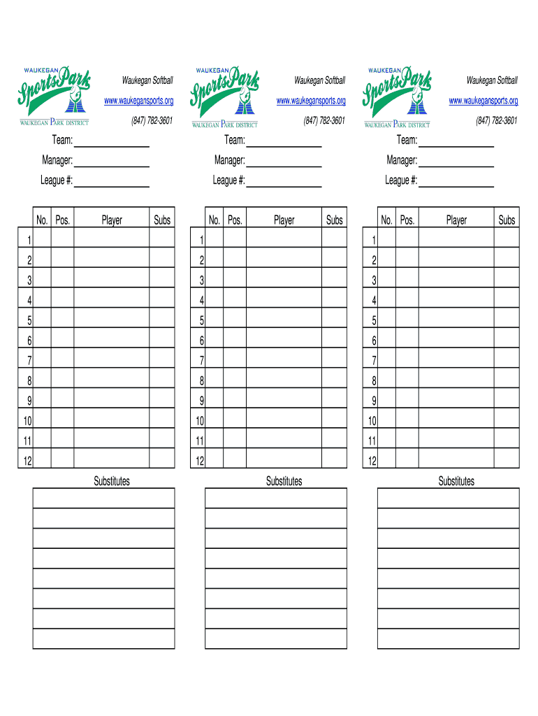 Softball Lineup Template Fill Online Printable Fillable Blank 