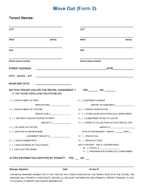 Fillable Online Move Out (Form 2) Fax Email Print - pdfFiller