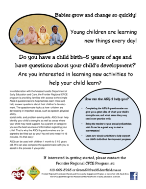 Fillable Online Early Childhood Questionnaire Frontier Regional CFCE ...