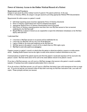 Fillable Online Power of Attorney Proxy - MyChart - Reading Health System Fax Email Print ...