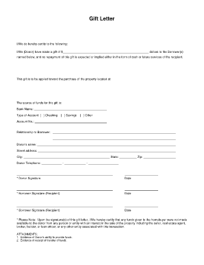 Gift Letter Pdf - Fill and Sign Printable Template Online