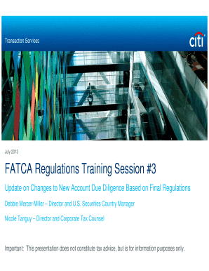 Fillable Online FATCA Regulations Training Session #3 - Citibank Fax ...