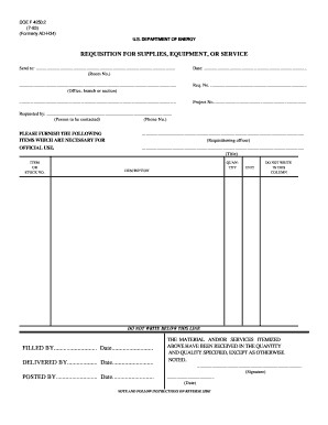 Fillable Online energy Requisition for Supplies Equipment, or Service ...