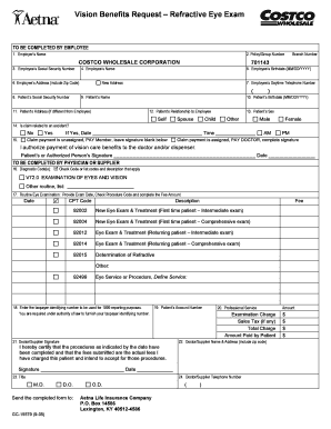 Fillable Online Vision Exam Claim Form - Costco Benefits Fax Email Print - pdfFiller