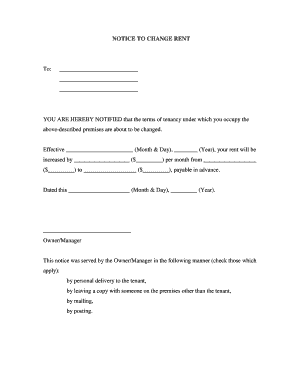Fillable Online carrolllibrary NOTICE TO CHANGE RENT To ...
